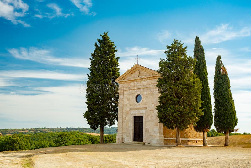 Vitaleta Chapel in Italy stock image. Image of orcia - 261496705