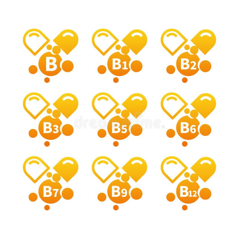 Vitamin B Complex Capsules Icon Set Stock Vector - Illustration of ...
