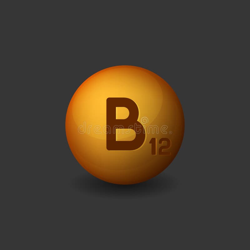 Vitamin B12 Orange Glossy Sphere Icon on Dark Background. Vector Stock ...