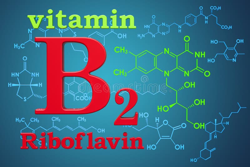 Vitamin B2, Riboflavin. Chemical Formula, Molecular Structure. 3 Stock ...