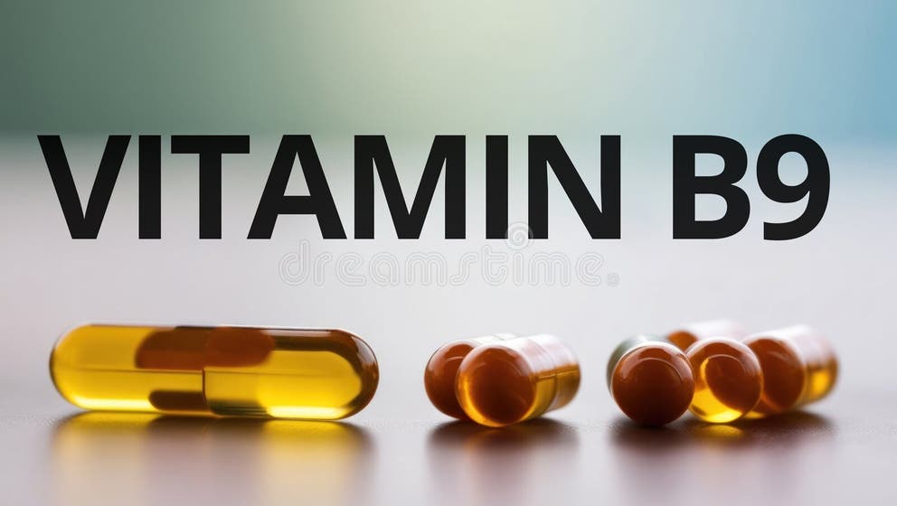 Vitamin B9 Text Name of Vitamin Tablets Stock Illustration ...