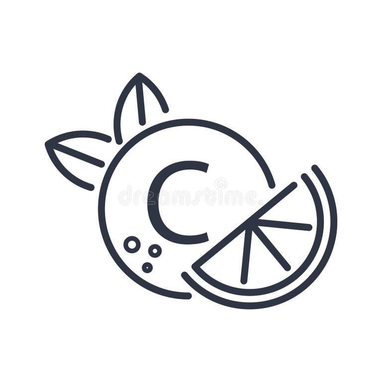 Vitamin C Line Icon. Editable Strokes. Vector Illustration. Stock ...