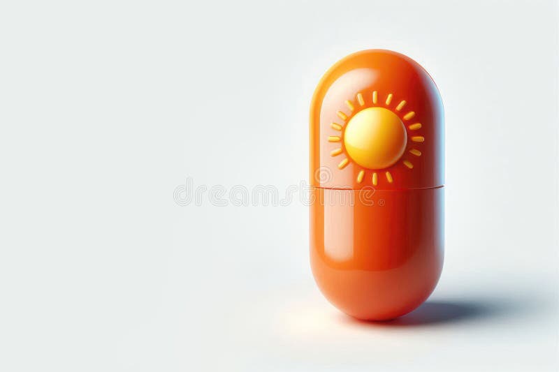 Vitamin Capsule with Sun Symbol. Space for Text. Stock Illustration ...
