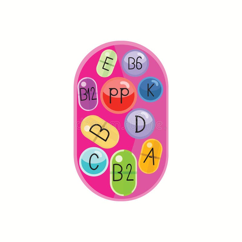 Vitamin Complex in Capsule on White Background, Illustration Stock ...