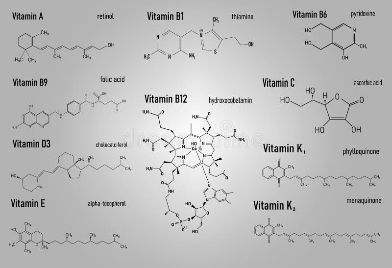 Vitamin Complex. Skeletal Chemical Formula. Vector Illustration. Stock ...