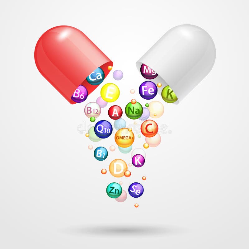 Vitamin Complex Pharmaceutical Capsule Vector Realistic Illustration ...