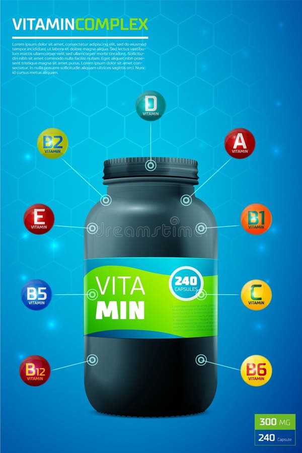 Vitamin complex template stock vector. Illustration of nutrition ...