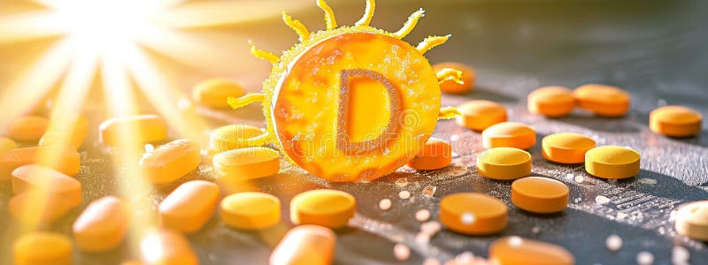 Vitamin D Capsules on the Table. Selective Focus Stock Photo - Image of ...