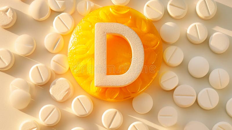Vitamin D Capsules on the Table. Selective Focus Stock Photo - Image of ...