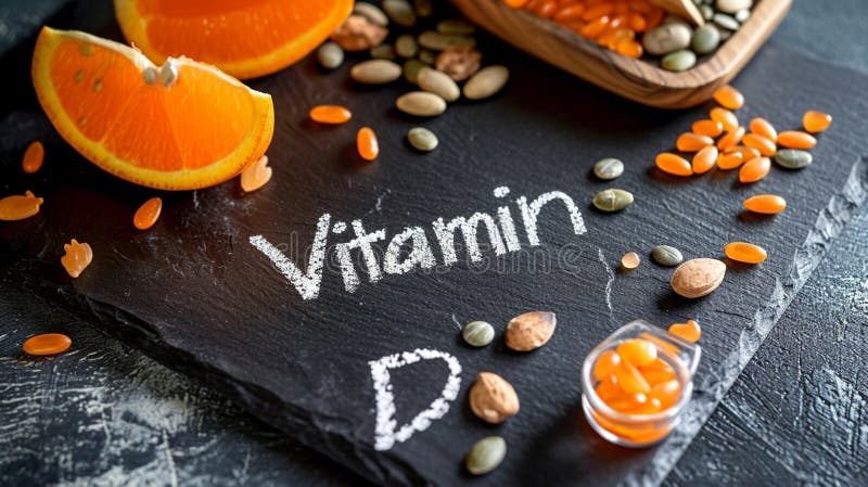 Vitamin D Capsules on the Table. Selective Focus Stock Photo - Image of ...