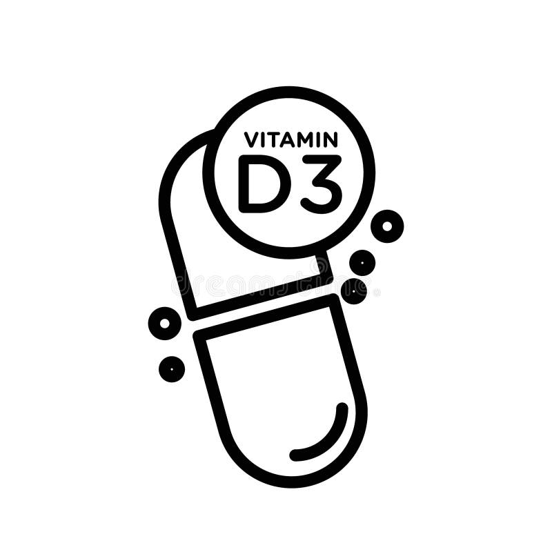 Vitamin D3 Icon Linear Logo Mark in Black and White Stock Vector ...
