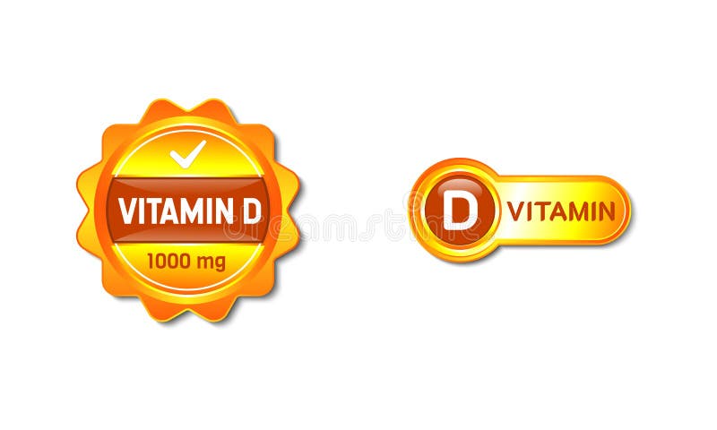Vitamin D Label Logo. with Check Icon. on Gradient Yellow and White ...