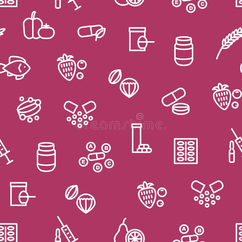 Vitamin and Dietary Signs Thin Line Round Design Template Ad. Vector ...