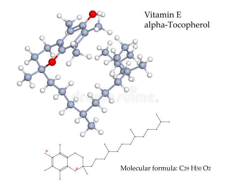 Vitamin E Alpha-Tocopherol - 3d Illustration of Molecular Structure ...