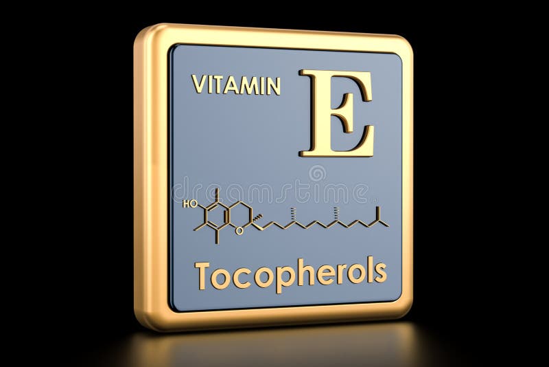 Vitamin E, Tocopherols. Icon, Chemical Formula, Molecular Structure. 3D ...