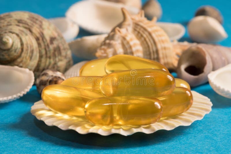 Vitamin Fish Oil - Omega Complex in Shell Stock Image - Image of ...