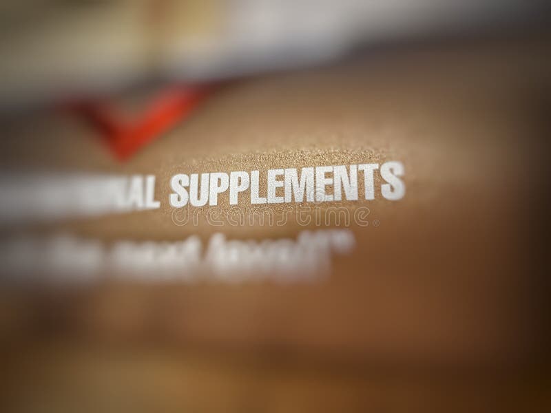 Vitamin and Gym Supplement Text on Bottle Stock Image - Image of brown ...
