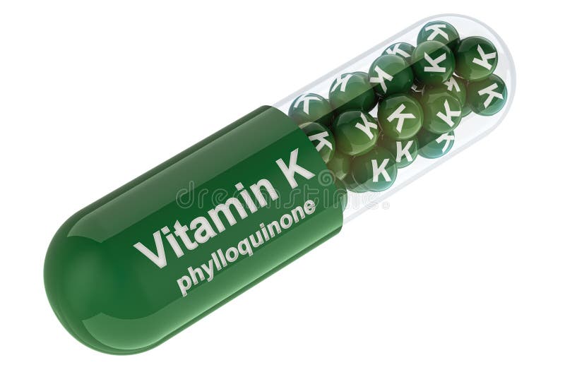 Vitamin K Capsule, Phylloquinone. 3D Rendering Stock Illustration ...