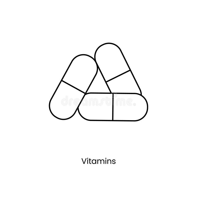Vitamins in Capsules Line Icon in Vector. Stock Vector - Illustration ...