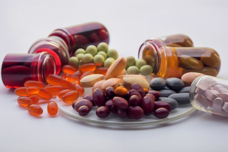 Vitamins in Capsules and Tablets. AI Generated Stock Illustration ...