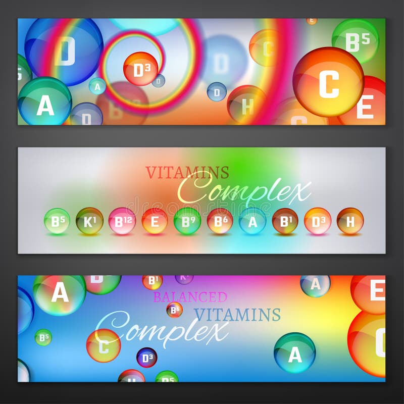 Vitamins Complex Banners stock vector. Illustration of health - 85970312