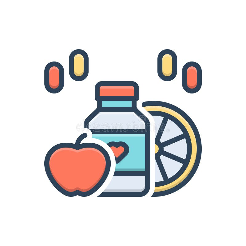 Color Illustration Icon for Vitamins, Fruit and Lemon Stock ...
