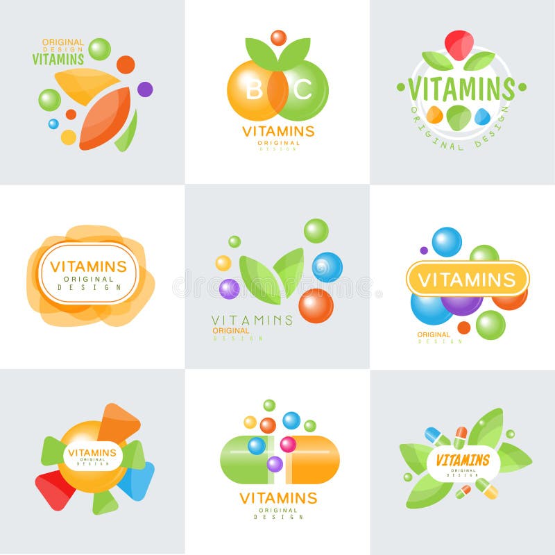 Vitamins Logo Template Original Design, Pharmacy Label, Health Care ...