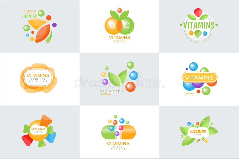 Vitamins Logo Template Original Design, Abstract Pharmacy Label ...