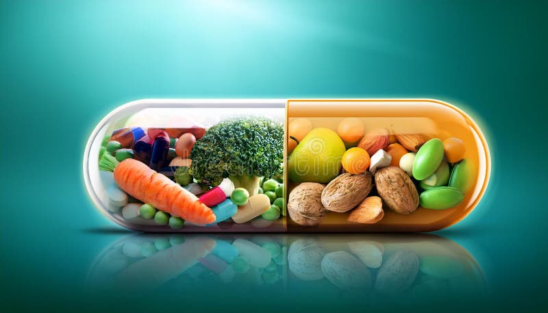 Vitamins Supplements Symbol Stock Illustration - Illustration of food ...