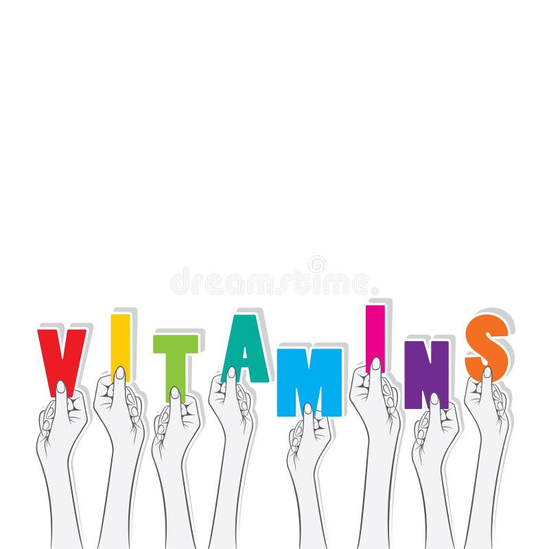 Vitamins Text Banner Design Stock Vector - Illustration of energy ...