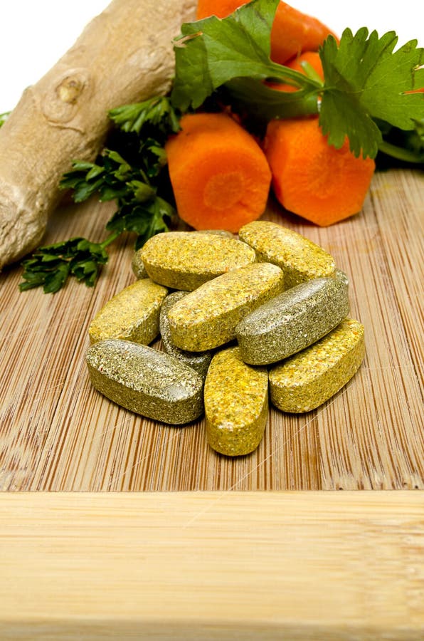 Vitamins and Vegis and Ginger Stock Image - Image of supplement ...