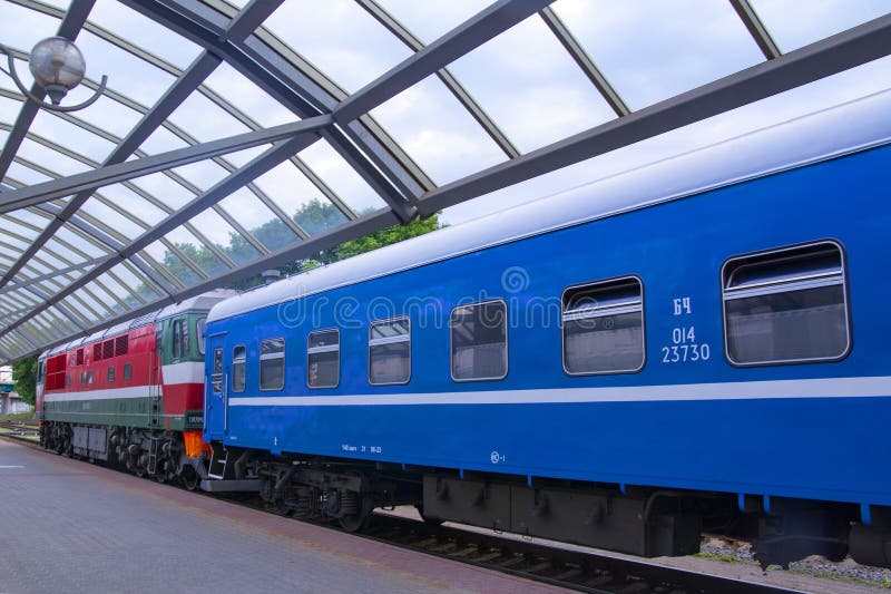 VITEBSK, BELARUS - JULY 1, 2024: Train at the Central Railway Station ...
