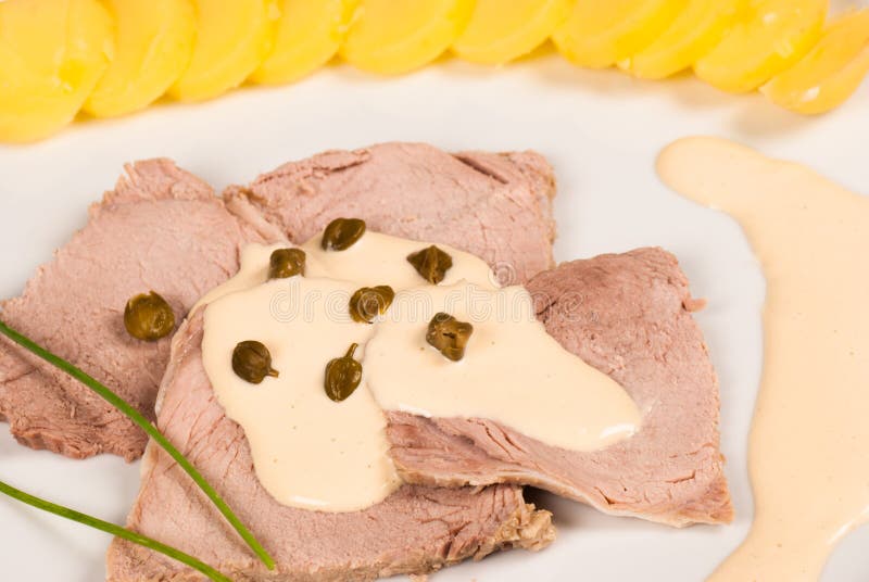 Vitel tone beef stock photo. Image of sauce, meat, capers - 25820464