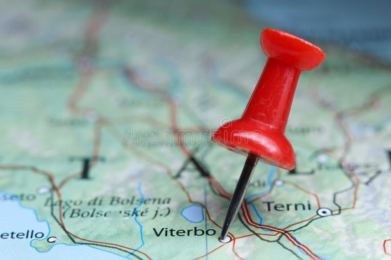 Viterbo, Italy pin on map stock photo. Image of destination - 367560334