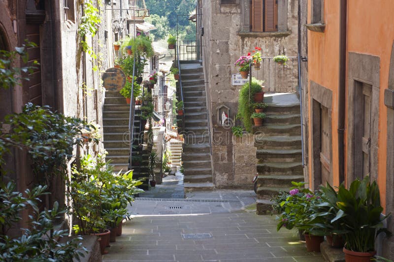 Vitorchiano, old town stock image. Image of viterbo, flower - 23030539