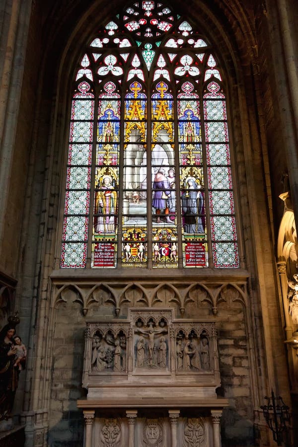 Vitrage in Interior of St. Michael Cathedral Editorial Photography ...