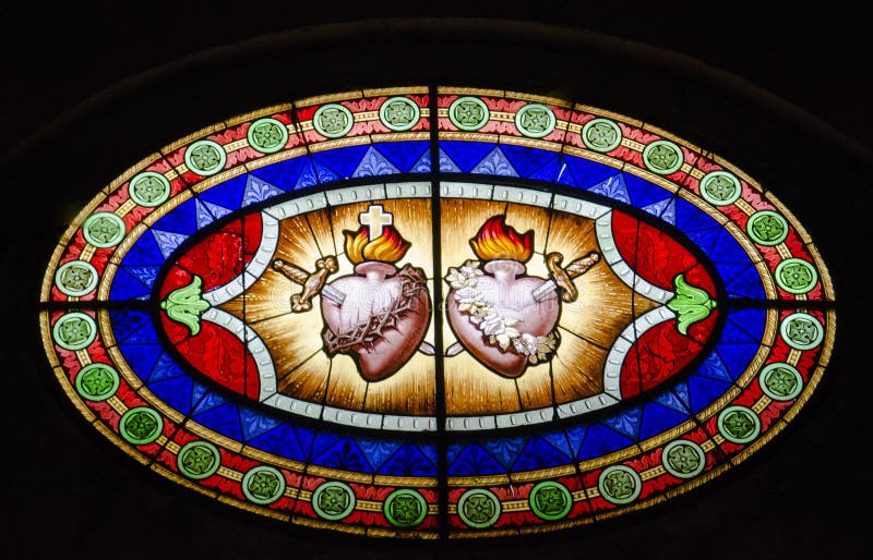 Vitral de corazón sagrado imagen de archivo. Imagen de cristal - 37354039