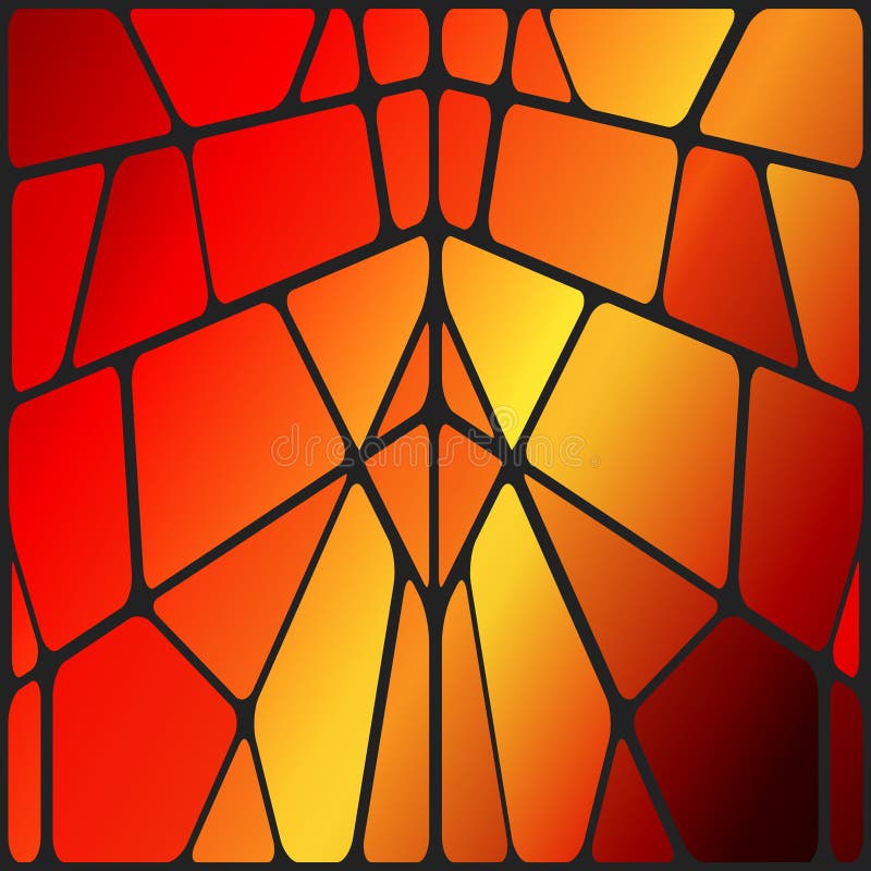 Vector a Janela De Vitral Com Folhas Vermelhas De Uma árvore Ilustração ...