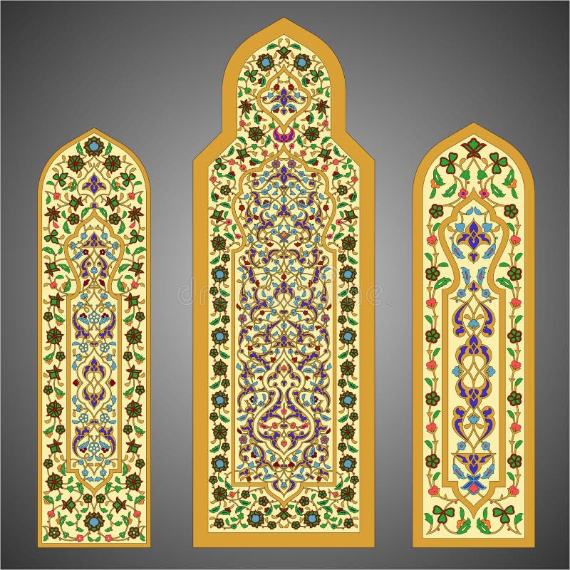 Vitrales Con El Ornamento De Las Flores Ilustración del Vector ...