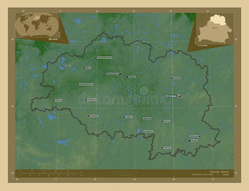 Vitsyebsk, Belarus. Physical. Labelled Points of Cities Stock ...