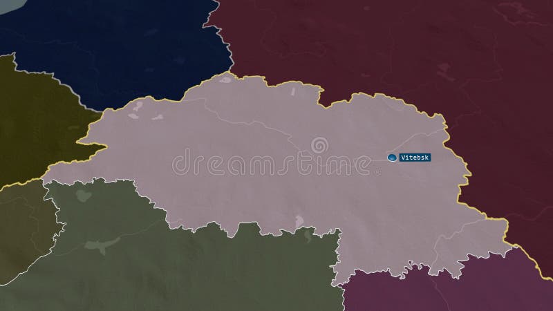 Vitsyebsk, Belarus - Highlighted with Capital. Administrative Stock ...