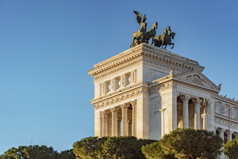Vittoriano Monument Building with Statue in Rome Stock Photo - Image of ...