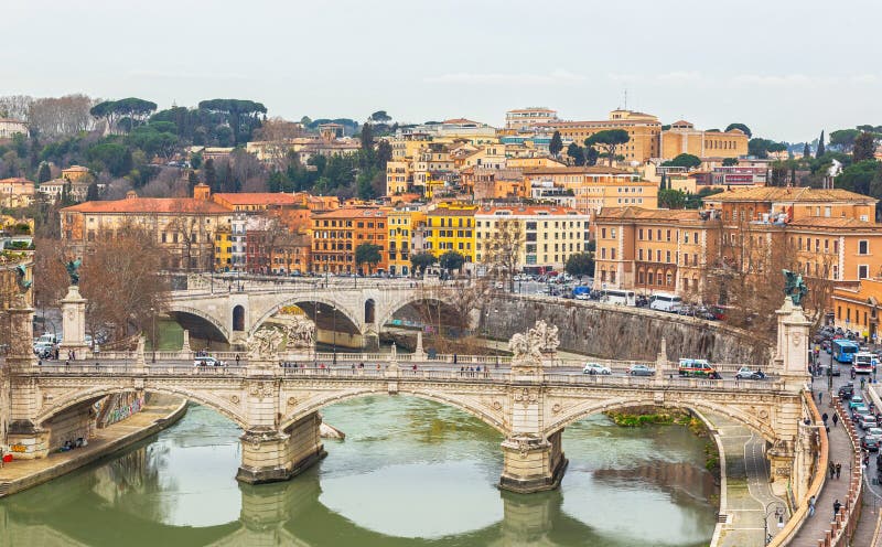 Vittorio Emanuele Famous Bridge in Rome Editorial Stock Photo - Image ...