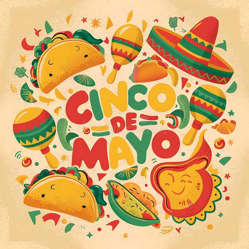 Viva Cinco De Mayo Celebrating Mexican Heritage Stock Illustration ...