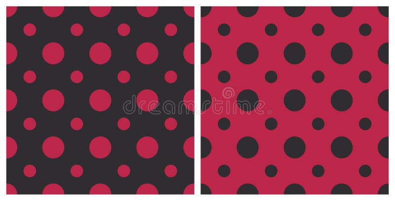 Viva Magenta and Black Background Seamless Polka Dot Pattern Stock ...