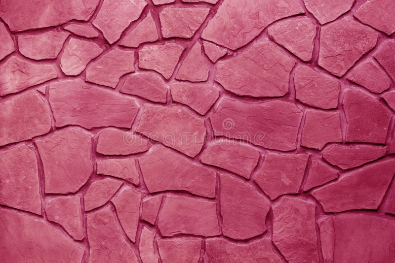 Viva Magenta Color Facing Stone Wall Texture Background Stock Photo ...