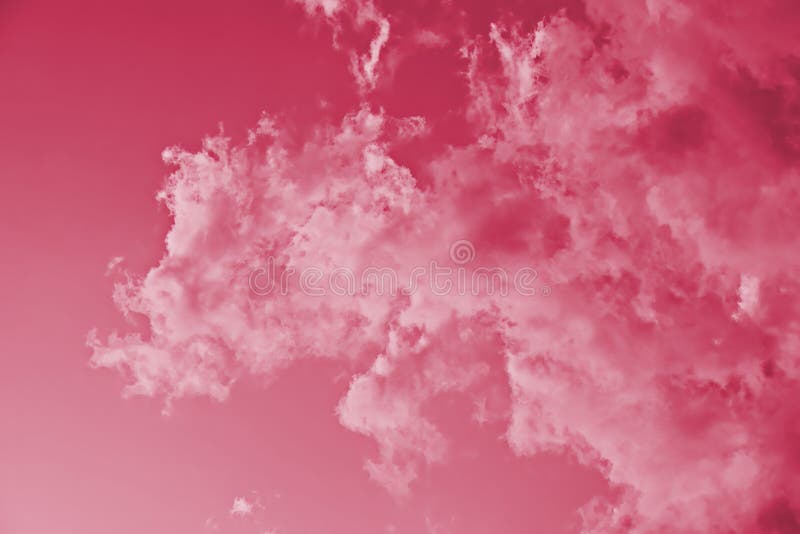 Viva Magenta Pastel Color Clouds on Blue Sky in Sunset Light. Image ...