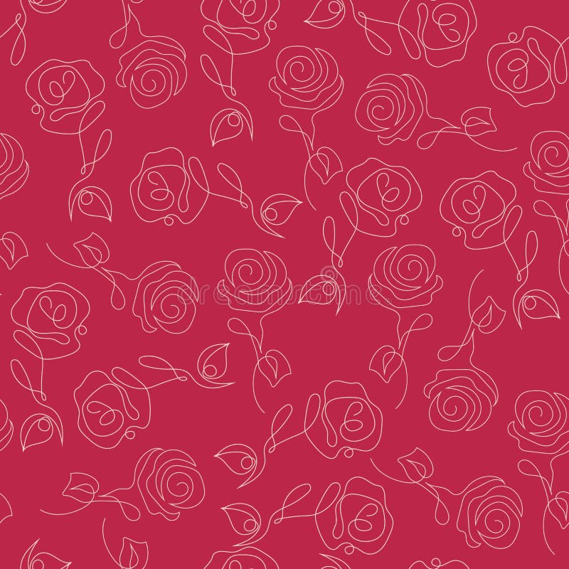 Viva Magenta Seamless Pattern Red Colored Flowers Stock Vector ...