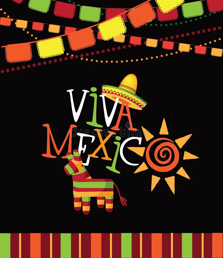 Viva Mexico Hand Drawn Type Design. Stock Vector - Illustration of ...