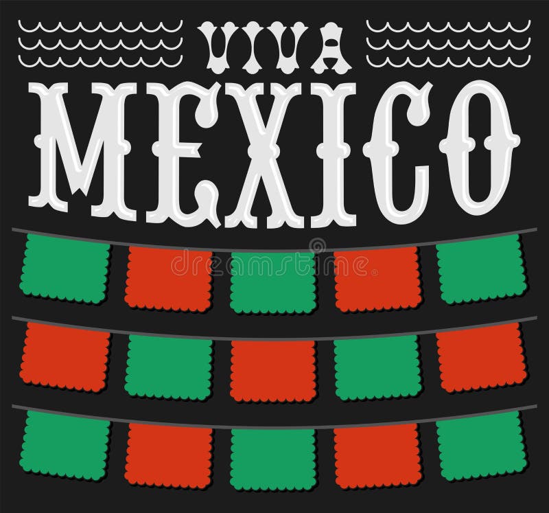 Viva Mexico, Mexican Holiday Header and Elements Vector Decoration ...
